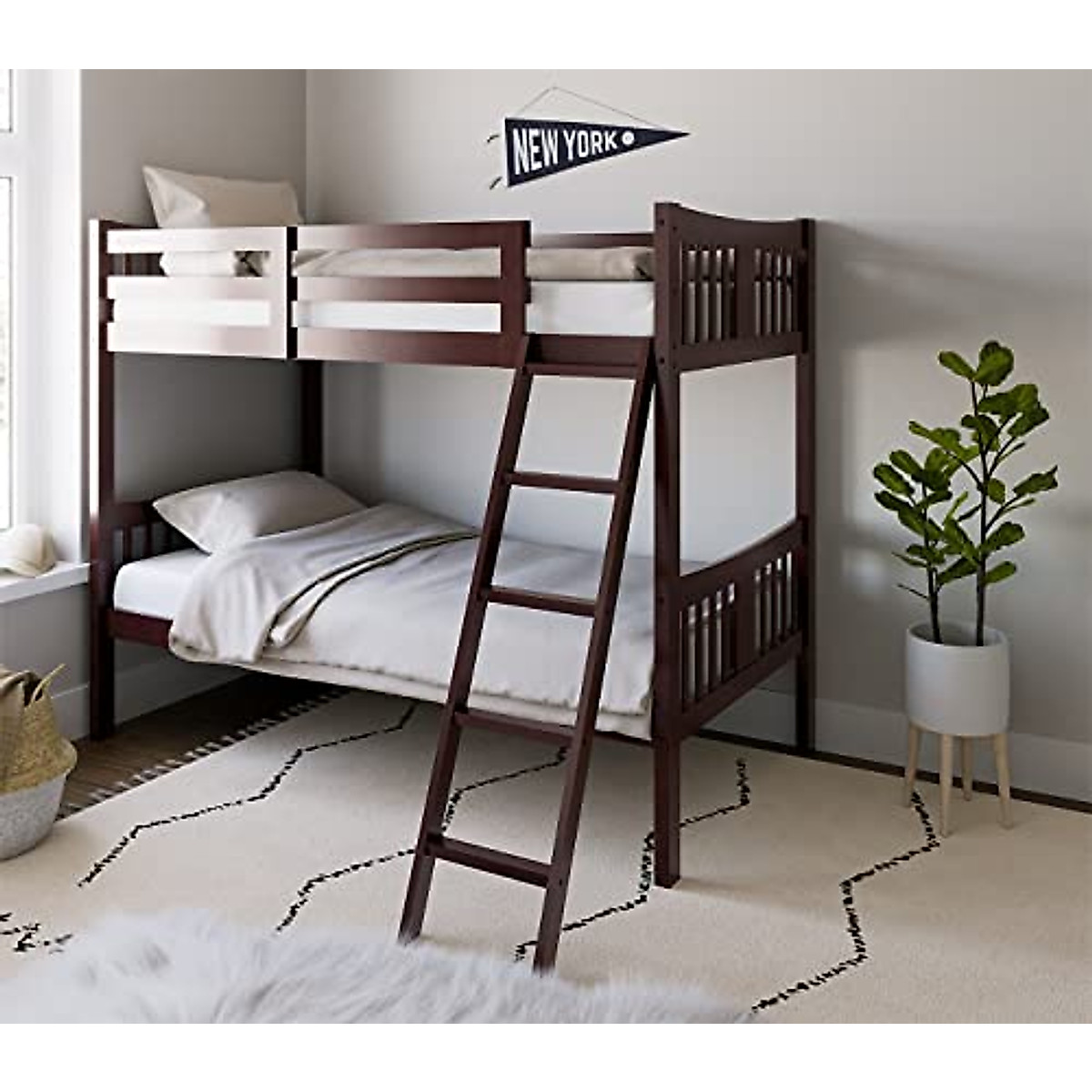 Storkcraft Caribou Twin-over-Twin Bunk Bed (Espresso) – GREENGUARD Gold Certified, Converts to 2 individual twin beds