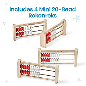 hand2mind Mini 20 Bead Wooden Rekenrek, Abacus for Kids Math, Math Manipulatives Kindergarten, Counting Rack for Kids, Counters for Kids Math, Educational Toys for Elementary Kids (Set of 4)
