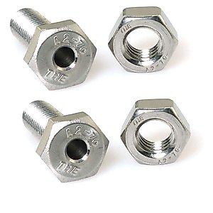 PZRT 2pcs Cylindrical Hollow External Hexagon Screw 304 Stainless Steel Lamp Threading Screws Through Hole Bolt M6x20
