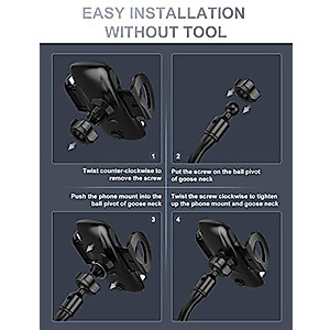 TSYMO Car Cup Holder Phone Holder - Cup Holder Phone Mount for Car 360° Adjustable Gooseneck Cup Holder Cradle for Cell Phone, iPhone,Samsung, LG, Sony and More, Black