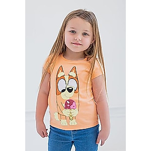Bluey Toddler Girls 4 Pack T-Shirts Pink/Orange/Blue/Gray 4T