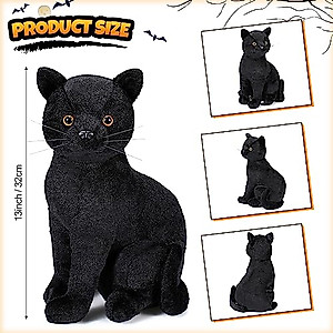 Libima 13 Inch Cat Plush Stuffed Animal Realistic Cat Plush Toy Soft Kitten Stuffed Animal for Halloween Christmas Home Decor Animal Collection Pet Party Favors Supplies (Black,Cute)