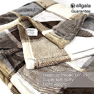 allgala 60x90 Super Soft Flannel Plush Light Weight Throw Blanket-Plaid-BLK82551
