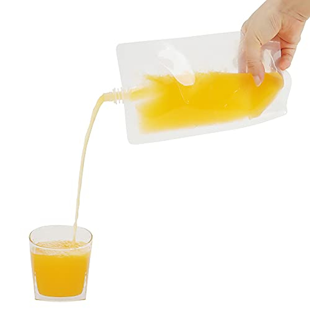 Muka 50 PCS 12 OZ Reusable Spouted Drink Bags, Spout Drink Pouches w/Funnel, 0.34" Spout