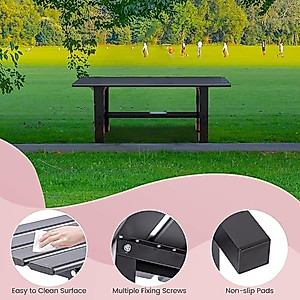 TECSPACE 35 Inches Aluminum Outdoor Weatherproof Bench Backless, 330 LBS Bearing Capacity Garden Porch Bench, Black