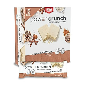 Power Crunch Protein Wafer Bars, High Protein Snacks with Delicious Taste, Cinnamon Roll, 1.4 Ounce (12 Count)
