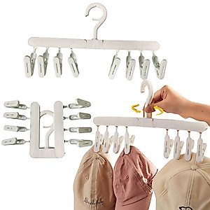 trrcylp Foldable Clothes Hanger with 24 Clips 3 Pack Clothes Drying Racks Windproof Collapsible Drying Racks for Laundry for Drying Socks Bras Underwears Hats Scarfs Towels and Diaper White