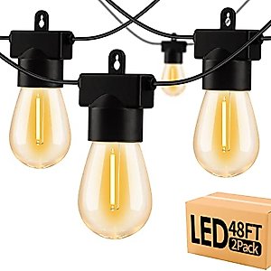 Aialun 96FT LED Outdoor String Lights, Outside Patio Backyard Light with 2200K Shatterproof Edison Bulbs, Heavy-Duty Commercial Grade Weatherproof Strand Decorative Café Porch Bistro Garden Tree