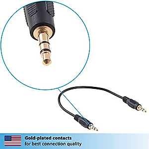 valonic Short Audio Cable - 0.6ft - 3,5mm - AUX Cord for car, TV or Phone - Male to Male - Black