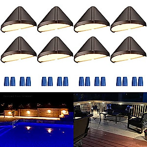 LEONLITE 8-Pack 5W LED Deck Lights Low Voltage, 12V Stair Railing Light, Outdoor Landscape Step Fence Lighting, UL Listed Cable, Aluminum, 2700K Soft White, IP65, Oil Rubbed Bronze