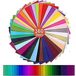 360 Sheets A4 Tissue Paper Bulk, 36 Assorted Colored Craft Tissue Paper 12" x 8" Rainbow Tissue Paper for Party Festival Decorative Art Tissue Paper