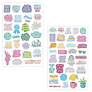 bloom daily planners Inspirational & Motivational Quotes Planner Stickers (8 Sheets / 200+ Stickers) - Hand-Lettered Positive Cute Aesthetic Quotes for Decorating Organizers, Scrapbooks, Laptops, etc.