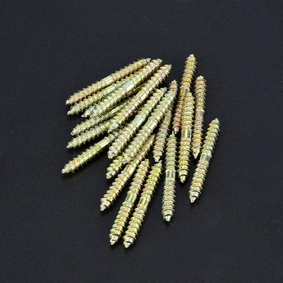 20pcs M5 40mm Dowel Screw Iron Double Ended Screw Zinc Plating Self-Tapping Thread Screw Wood to Wood Dowel Screw Connecting Wood