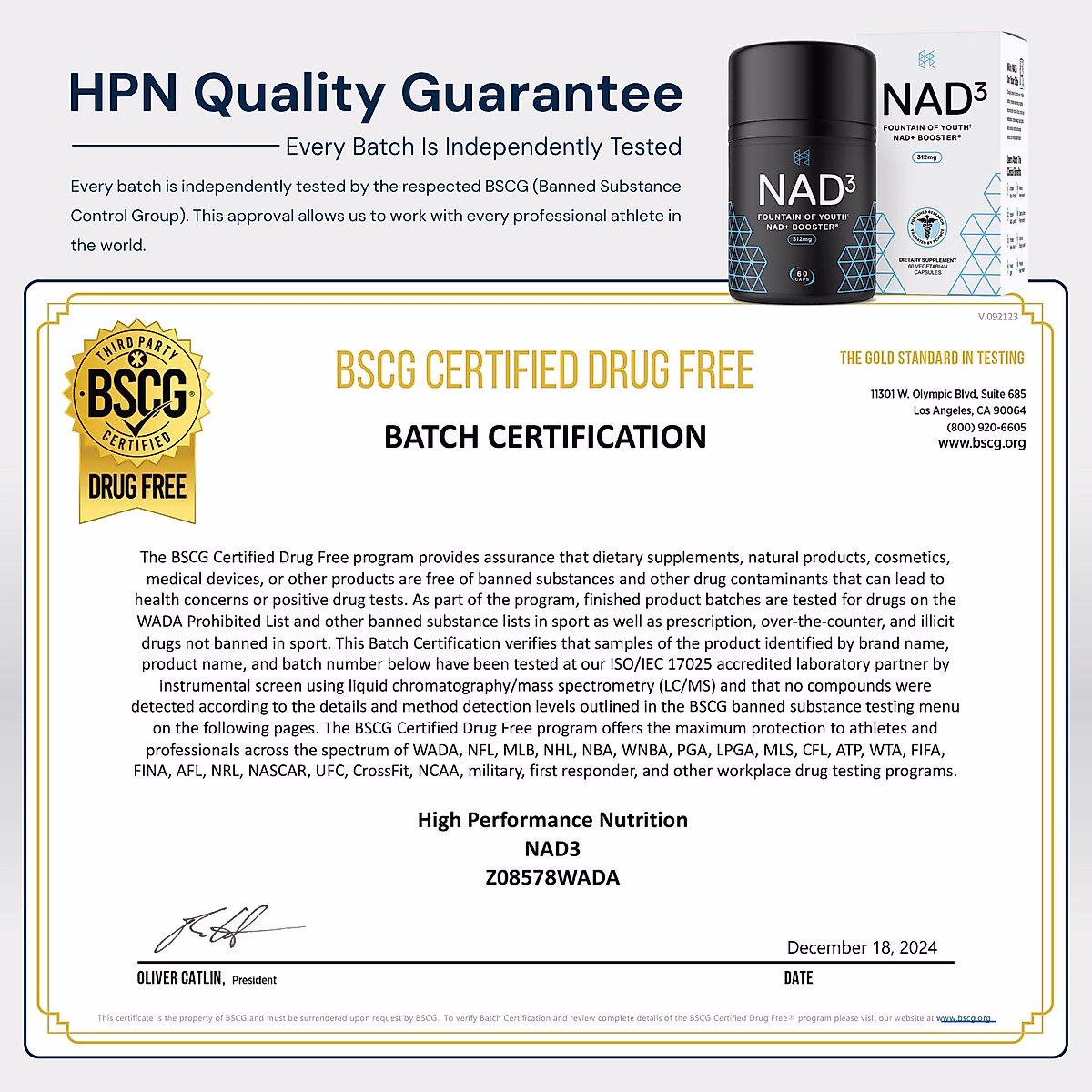 HPN NAD+ Booster (NAD3), Anti Aging Cell Booster, NRF2 Activator, Nicotinamide Riboside Alternative, NAD Supplement Natural Energy, Longevity, and Cellular Health, 312 Mg per Serving (1 Month Supply)