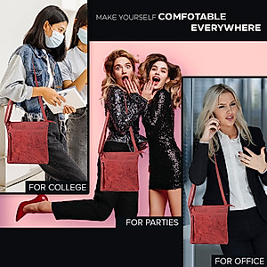 Real Genuine Leather Crossbody Bags for Women - Ladies Sling Bags Adjustable Shoulder Strap Medium Size Purses for Women