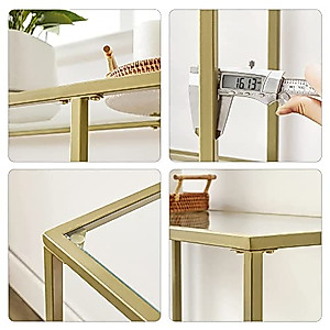 VASAGLE 51.2 Inch Console Sofa Table with 3 Shelves, Metal Frame, Tempered Glass Shelf, Modern Style, for Entryway Living Room Bedroom, Gold Color ULGT024A01