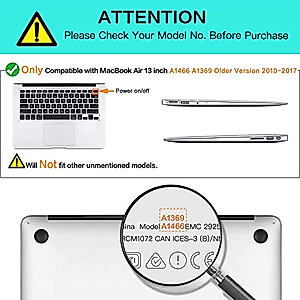 MOSISO Compatible with MacBook Air 13 inch Case (Models: A1369 & A1466, Older Version 2010-2017 Release), Protective Plastic Hard Shell Case & Keyboard Cover & Screen Protector, Black
