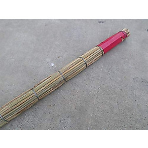 Vietnamese Original Soft Fan Straw Broom with Straw Handle (chổi lúa) 40 inch and a Plastic Handle Broom, 2 Broom