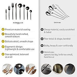 Homelux Theory 18/10 Matte Black Silverware Set Stainless Steel Black Flatware Set Black Utensil Set| 5pc Adaline Royal Modern Black Cutlery Set| BEST Flatware Set for 4 (4 sets,Black matte polish)