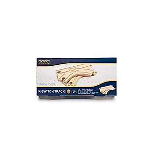 maxim enterprise, inc. K-Switch Junction Switching Track, 2 Pack Specialty Pieces for Changing Tracks and Cornering Curves, Wooden Track Compatible with Major Brand Wooden Trains and Accessories