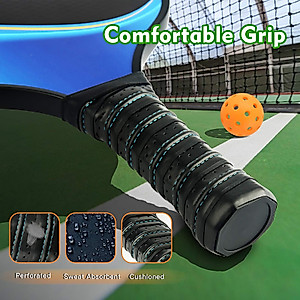 MBVVLZJVN Pickleball Paddle Set of 2 Graphite Rackets Honeycomb Composite Core with Carbon Fiber Surface 4 Lightweight Pickleballs & Portable Carry Bag Case for Indoor/Outdoor