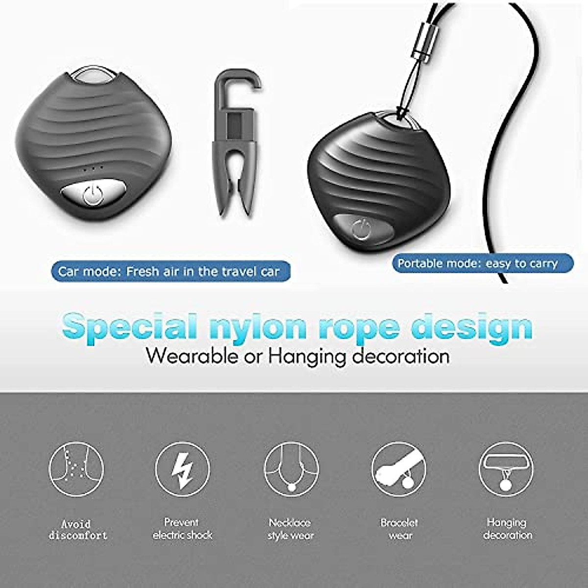 Mini Air Filter,Portable Car Air Filter Personal Wearable Air Filter for Traveling,Car,Home Sleep, Running,Walk and Kids,Adults (1 Pack Black Air Purifiers)