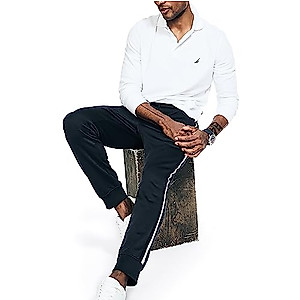 Nautica Men's Sustainably Crafted Classic Fit Long-Sleeve Deck Polo, Bright White