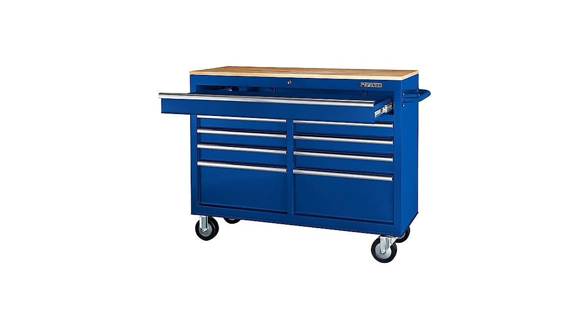 46 In. 9-Drawer Mobile Storage Cabinet - Blue Workbench