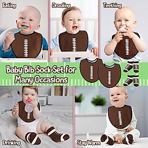 2ooya 6Pcs Football Cotton Waterproof Baby Bib Unisex Baby Sport Bibs with Stocking Hook Loop Closure Newborn Babies Infant Food Bib Keepsake Baby Shower Party for Drooling Feeding Eating Teething