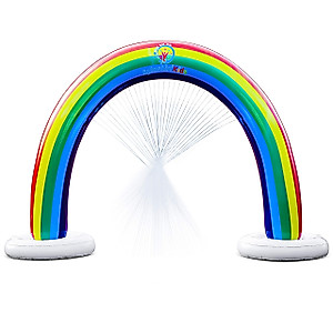 Splashin'kids Outdoor Rainbow Sprinkler Super Toddler Water Toys for Children Infants Boys Girls and Kids Perfect Outside Inflatable Water Park for Summer Fun Watch Video Slip and Slide Splash pad