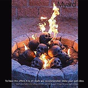 Myard Fireproof Imitated Human Fire Pit Skull Gas Log for NG, LP Wood Fireplace, Firepit, Campfire, Halloween Decor, BBQ (Qty 1, White - Adult, One Piece)