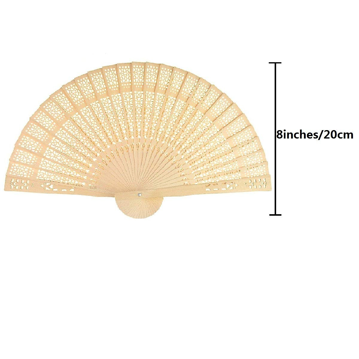 Wobe 60 Pack Sandalwood Fans- Baby Shower Gifts & Wedding Favors, Wooden Openwork Personal Handheld Folding Fans for Wedding Party, Home Decorations Birthday Gift