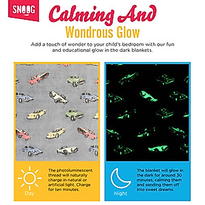 Kids Glow in The Dark Blanket - Kids Fleece Blankets for Girls & Boys - Soft Plush Kids Throw Blanket 50"x60" - Cars