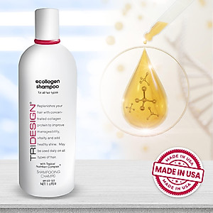 TRI Design Ecollogen Shampoo - Hair Shampoo For Natural Hair - Moisturizing Shampoo, Hydrating Shampoo- Gentle Hair Products, Thickening Shampoo, Volumizing Shampoo - Liter (33.8 oz.)