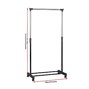 ETKEGHIP Clothing Garment Rack with Wheels and Bottom Shelves, Height Adjustable Clothes Storage Drying Rack Floor Standing Hanger Coat Hat Stand for Bedroom, Laundry Room, Retail Store