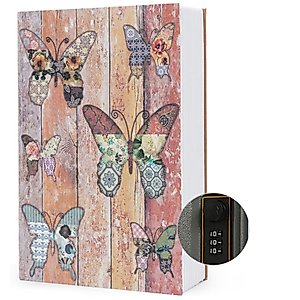 Diversion Book Safe Storage Box (Size 9.5"×6.2"×2.2") With Security Combination Lock, Dictionary Secret Hidden Safe (Butterfly - Combination Lock)