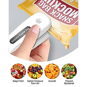 Mini Bag Sealer, Rechargeable Bag Sealer 2-in-1 Bag Sealer and Cutter Easy-use Snack Sealer with Magnet Portable Bag Resealer USB Mini Sealer for Chip Bag Plastic Bag Storage Freshness