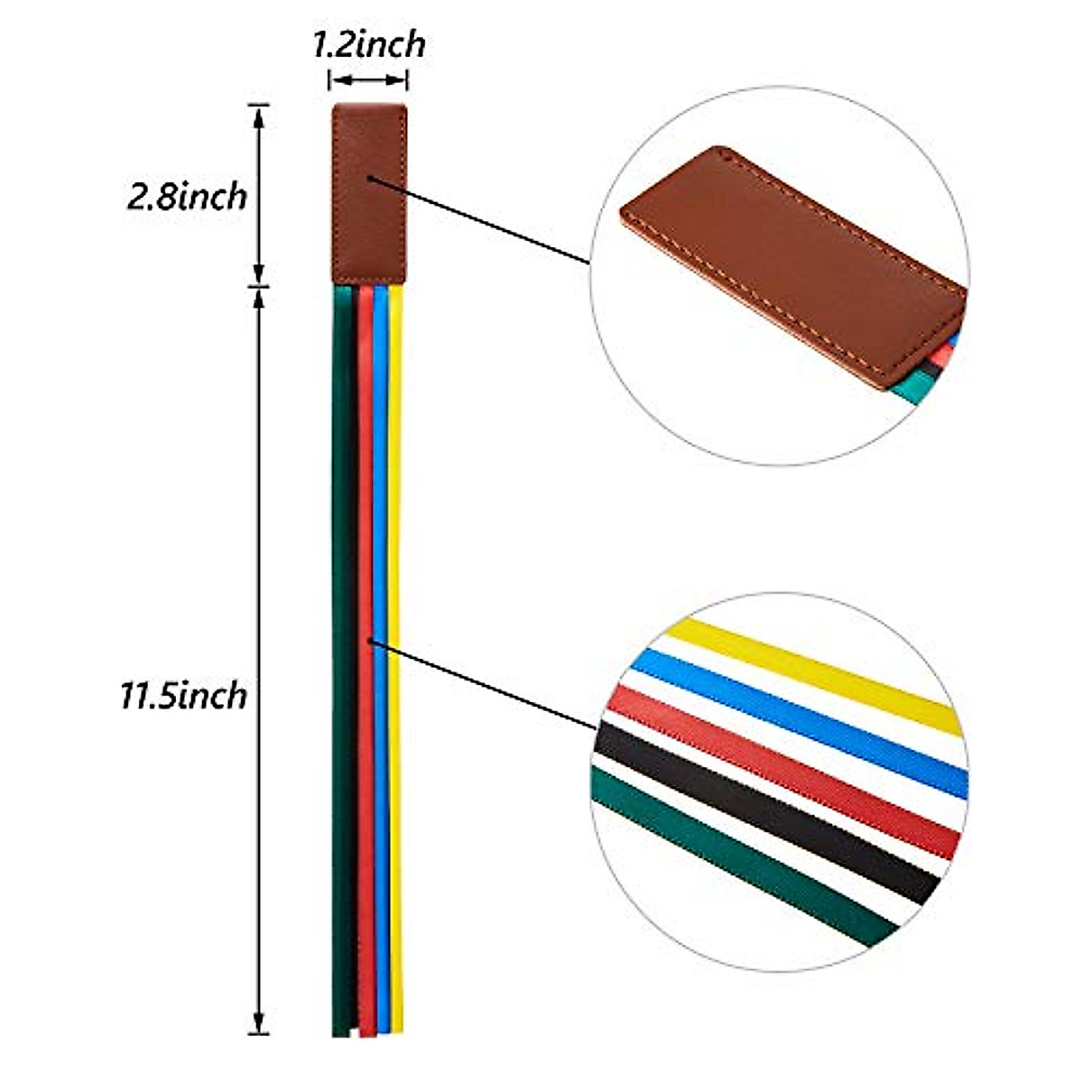 6 Pieces Bible Ribbon Bookmark Multi Ribbon Page Marker Leatherette Bookmark Artificial Leather Bookmark with Colorful Ribbons for Books (Bright Color)