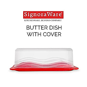 Cover Butter Container - Butter Storage Container with Transparent Lid - Durable Plastic Butter Container for Counter - Plastic Butter Dish with Lid - Covered Butter Dish for Home or Camping (Red)