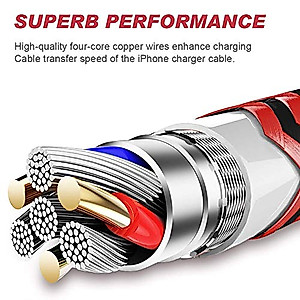 iPhone Charger [MFi Certified] Cable HOVAMP 5Pack[6/6/6/6/6FT] Nylon Braided Fast Compatible iPhone 12Pro/12/11Pro Max and More-Black&Red