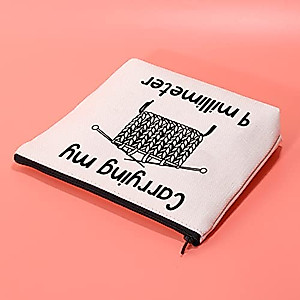 JXGZSO Knitting Storage Bag Carrying My 9 Millimeter Crochet Makeup Bag Knit Gift For Knitter Lover