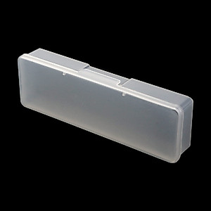 Tighall 4PCS Clear Containers Box with Hinged Lid and Snap Closure Plastic Storage Organizer Box, Painting Pencils Brush Storage Case, Pen Container for Drawing Tools, Office Supplies(White)