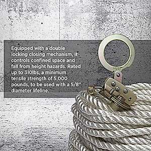AFP Self-Locking Rope Grab with 2.25 inch Connecting Eye, used with 5/8’’ Lifeline Rope, For Construction, Climbing, Fall-Protection, 310 lb. Capacity (OSHA/ANSI Compliant)