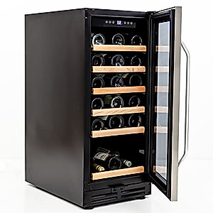 Avanti WC3015S3S Wine Cooler Freestanding Holds Up to 30 Bottles, Stainless Steel Construction, Black