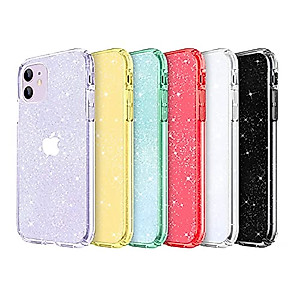 JJGoo Compatible with iPhone 11 Case, Clear Glitter Sparkle Bling Anti-Scratch Shockproof Protective Flexible Phone Cases Cute Slim Thin Bumper Cover for Women Girls (6.1 inch) 2019