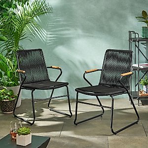 Christopher Knight Home Modern Rope Weave Club Chair (Set of 2), Black and Natural
