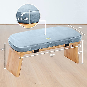 Florensi Zabuton Meditation Mat & Meditation Bench Bundle - Premium Velvet Floor Pillow with Bamboo Foldable Meditation Stool, Floor Cushion and Prayer Kneeler, Best Support for Sitting & Kneeling