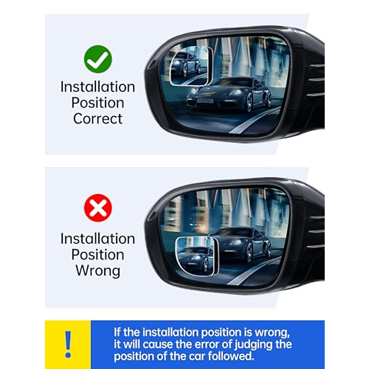 AVRILKEY Rectangular Blind Spot Mirrors, HD Glass Blindspot Angelview Rearview Mirrors, Adjustable for SUV Cars Trucks - Pack of 2