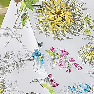 Benson Mills Spillproof Spring/Summer Fabric Outdoor Tablecloth with Umbrella Hole, Zippered Table Cloth for Rectangle Tables, Picnic/Patio (Blooming Floral, 60" X 84" Rectangular with Umbrella Hole)