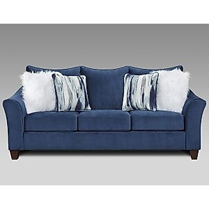 Roundhill Furniture Camero Fabric Pillowback Sofa, Navy Blue